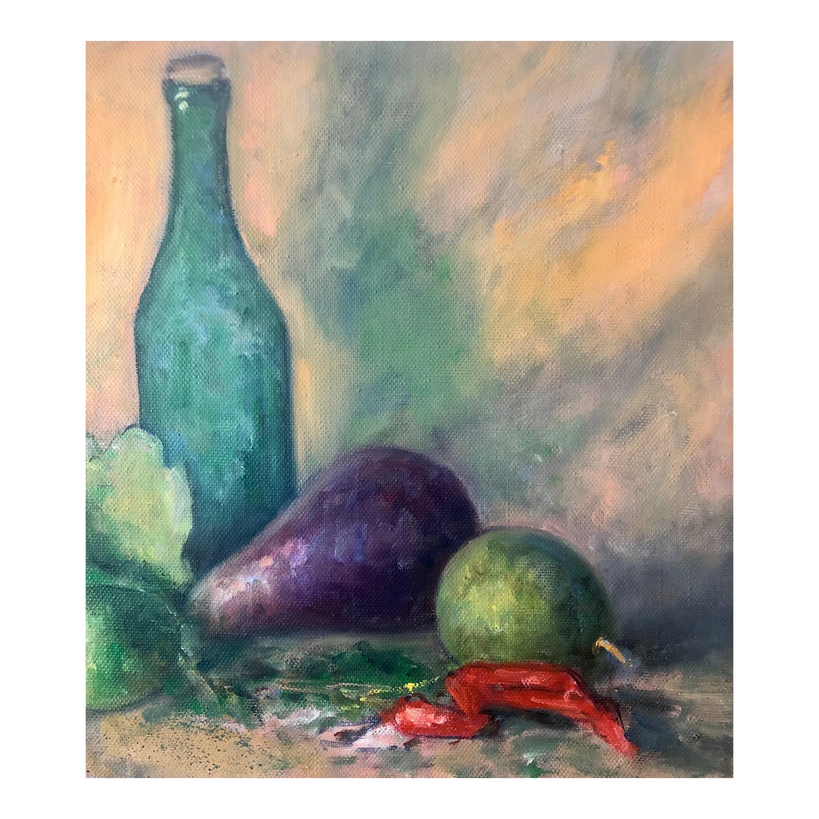 William Schultz, American Impressionist Fruits, Vegetables and Bottle ...