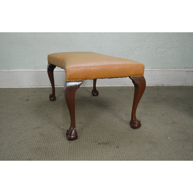 Custom Walnut Chippendale Style Ball & Claw Foot Bench | Chairish