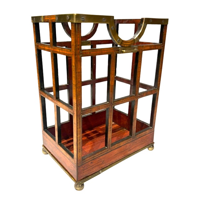 Unusual Regency Rosewood And Brass Inlaid Bottle Caddy | Chairish