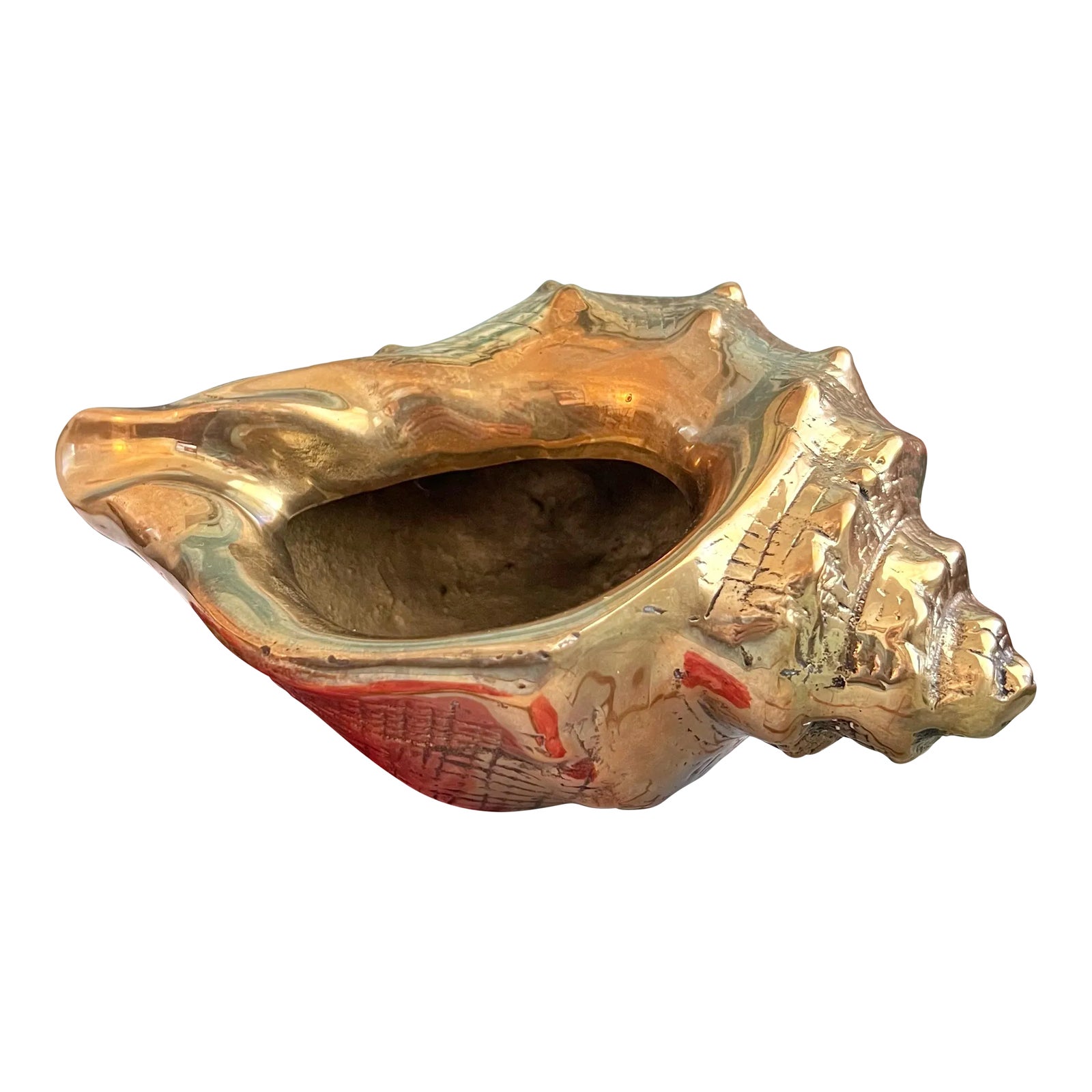 Mid-Century Brass Conch Sea Shell | Chairish