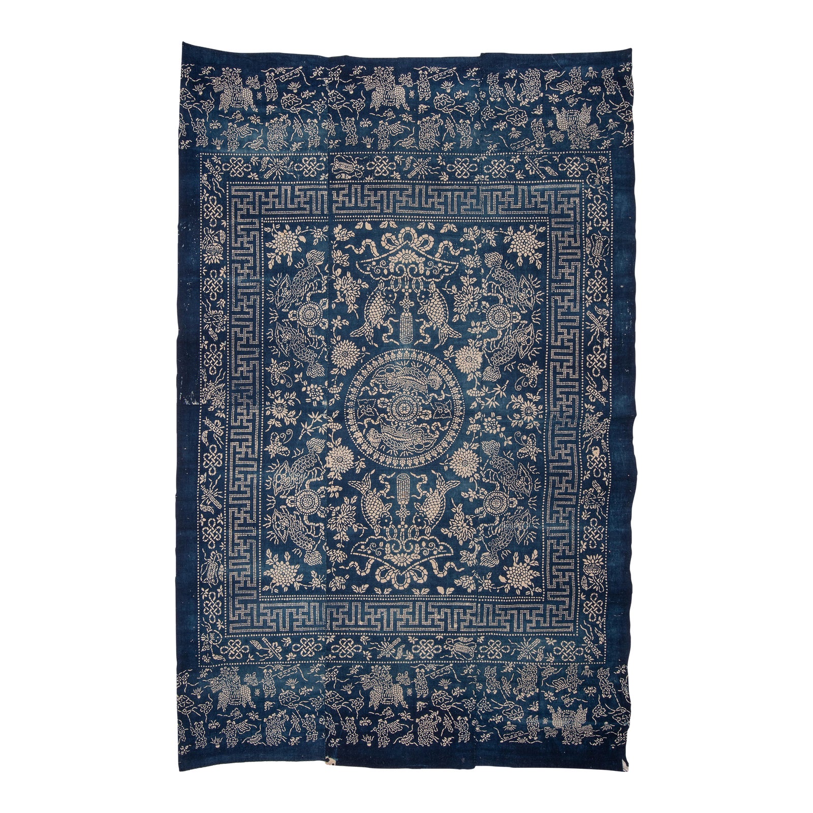 Vintage Chinese Indigo Hand Made Batik Panel | Chairish