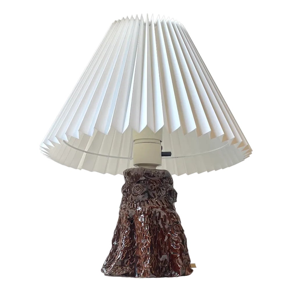 Vintage Tree Trunk Table Lamp in Glazed Ceramic, 1970s | Chairish