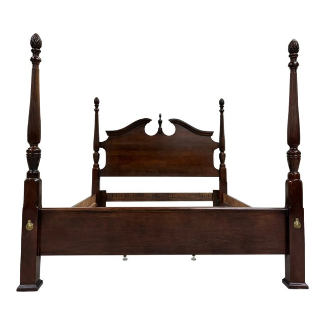 Vintage Kincaid Full or Queen Convertible Pinecone Finial Pediment Poster Bed | Chairish