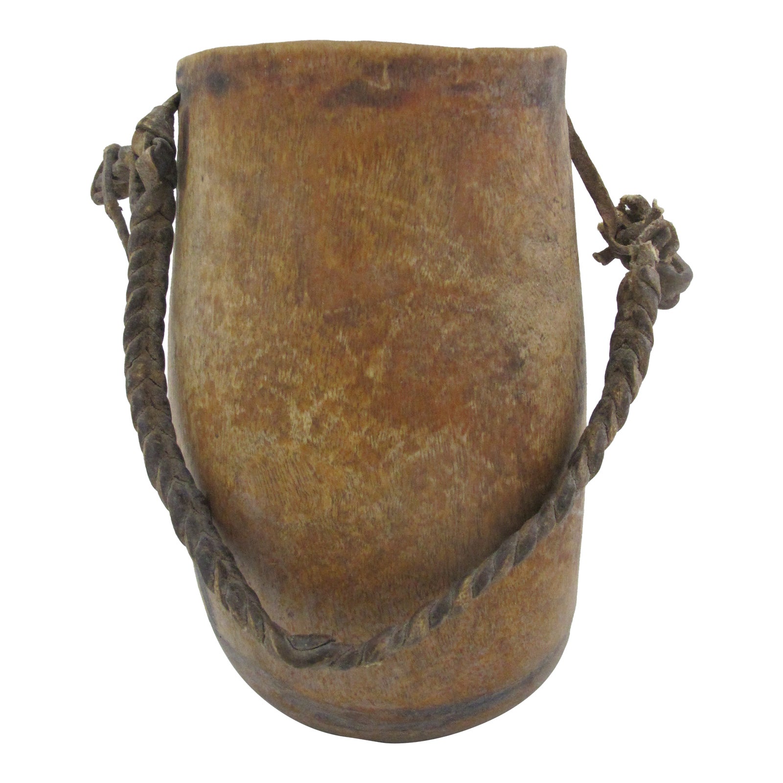 Pacific Nw Coast Native American Wood Cup Bowl Mortar With Leather ...