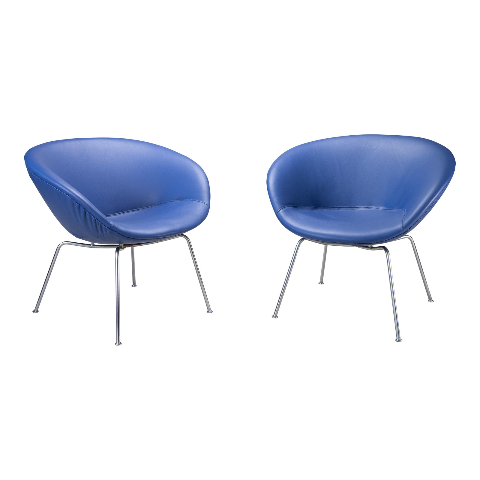 Early 1950s Arne Jacobsen Pot Chairs for Fritz Hansen in New Leather ...