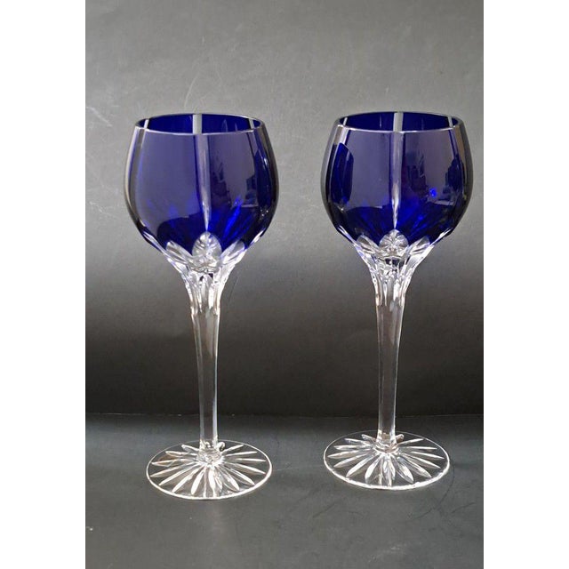 Late 20th Century Ajka Castille Cobalt Cut to Clear Crystal PbO Wine ...