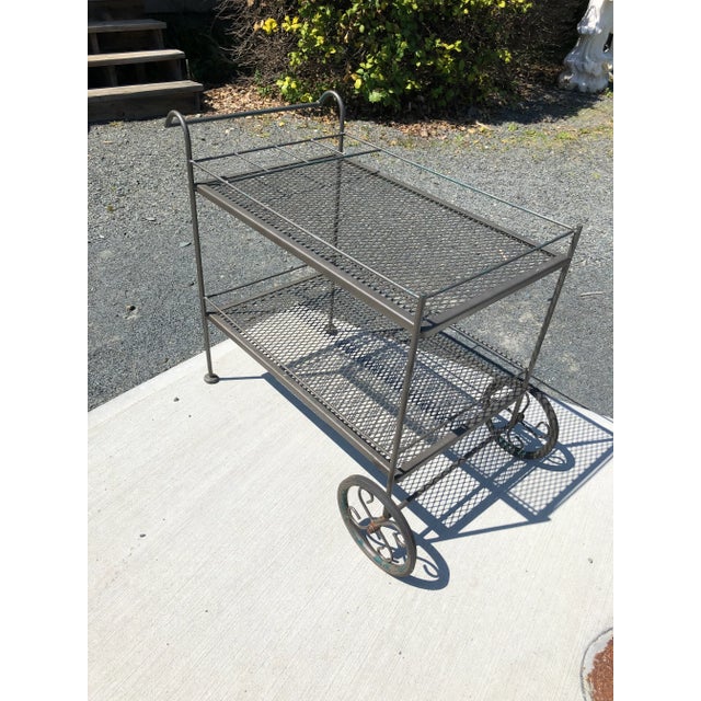 Vintage Woodard Patio Painted Iron Bar Cart | Chairish
