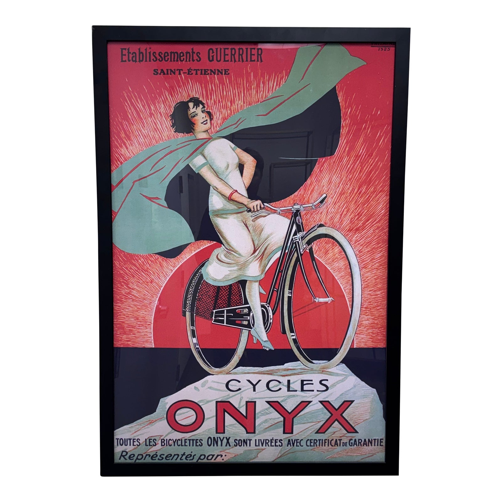 Circa 1925 Fritayre "Onyx Bicycles" Advertising Poster, Framed | Chairish