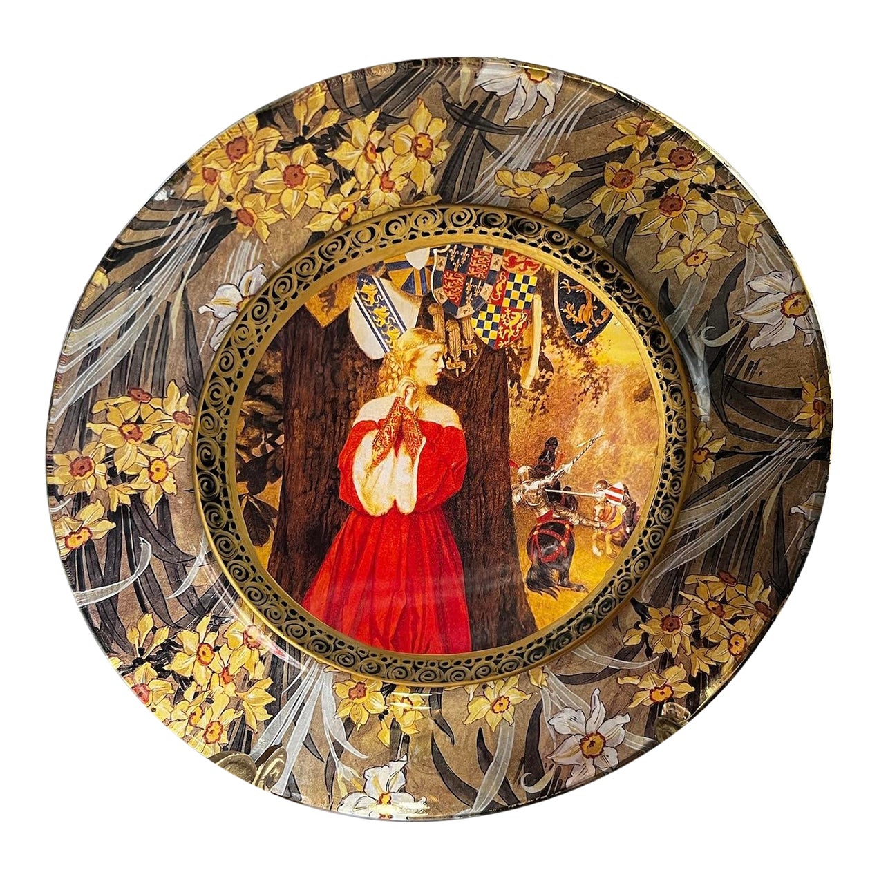 1993 Durwin Rice Reverse Decoupage Artist Signed Plate on Brass Easel ...