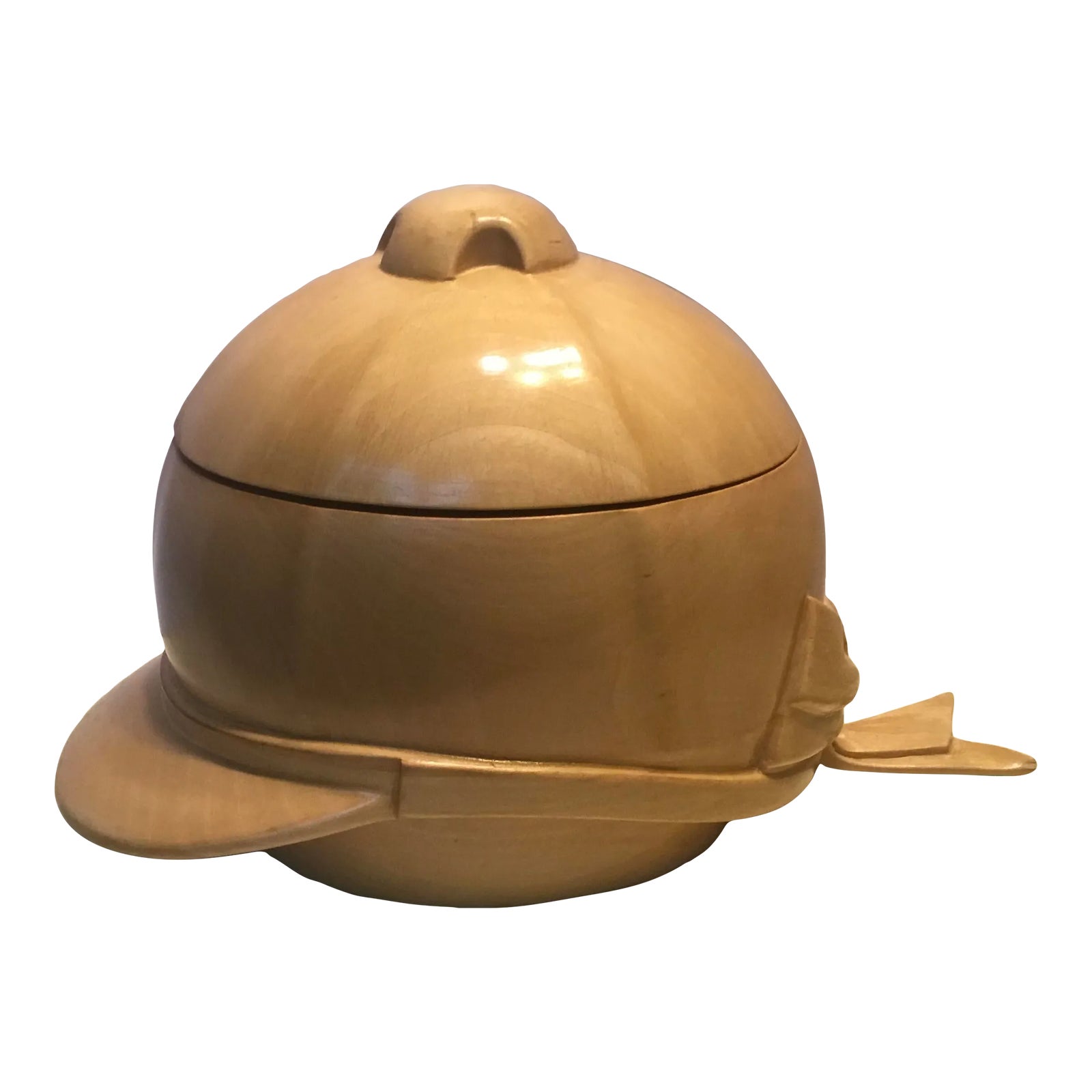 1970’s Alfonso Bini Carved Wood Equestrian Hat Ice Bucket | Chairish