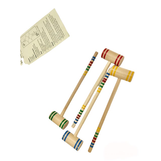 1990s Vintage Table Croquet Game Box Set Wood Red Blue Yellow Green ...