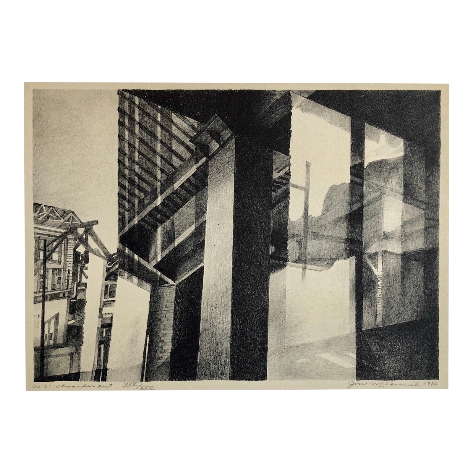 JIm McCormickChicago Scene Modernist Architectural Lithograph, Nevada ...