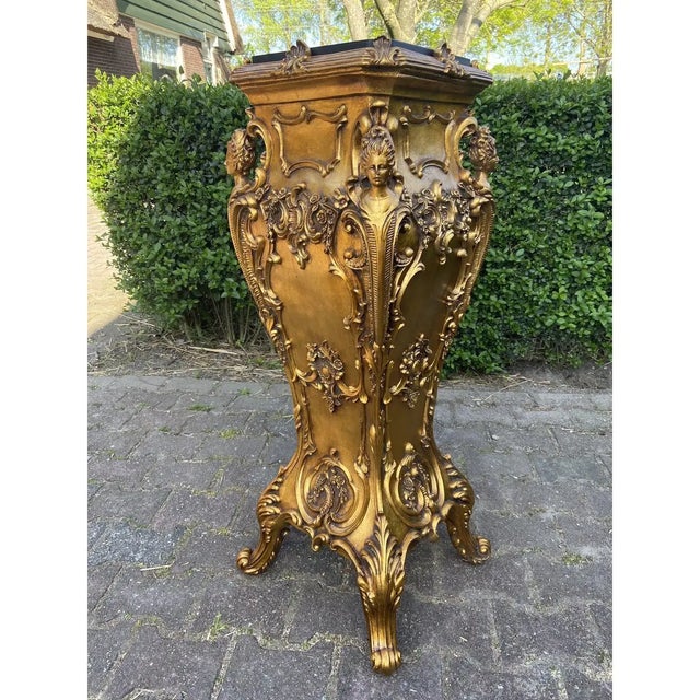 Pair of Late 20th Century Italian Baroque Rococo Style Gold Pedestals ...