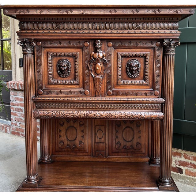 19th Century French Regency Greek Key Walnut Cabinet | Chairish