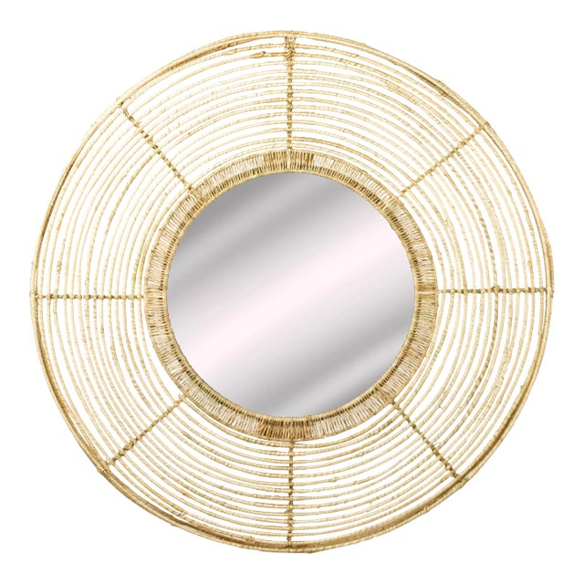 Beehive Round Mirror in Natural | Chairish