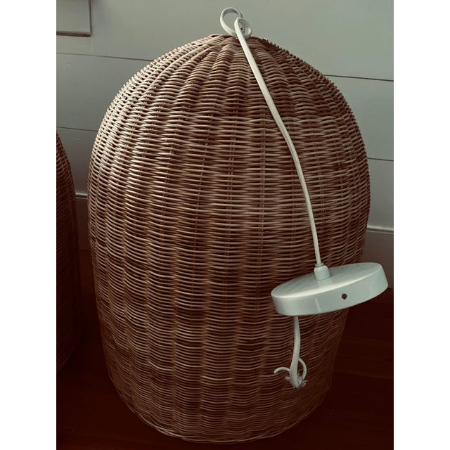 Serena & Lily Rattan Pendants - a Pair | Chairish