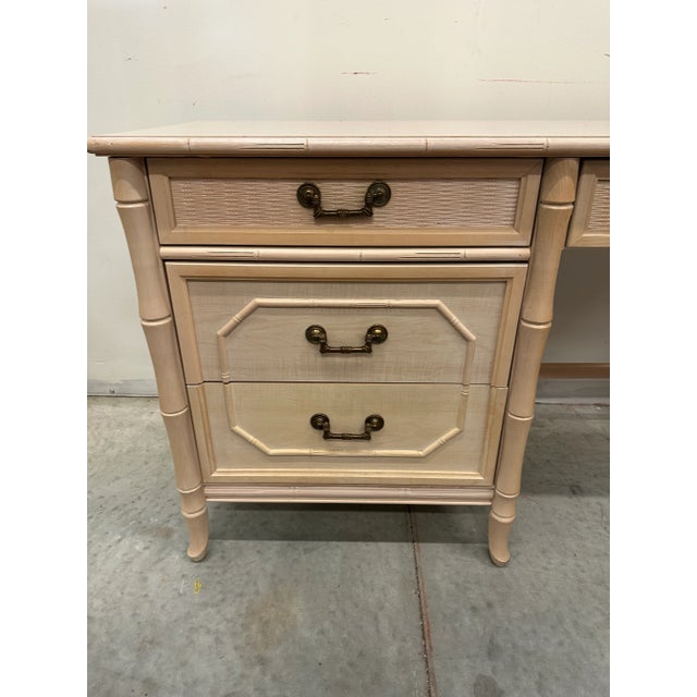 Mid 20th Century Vintage Broyhill Faux Bamboo Desk | Chairish