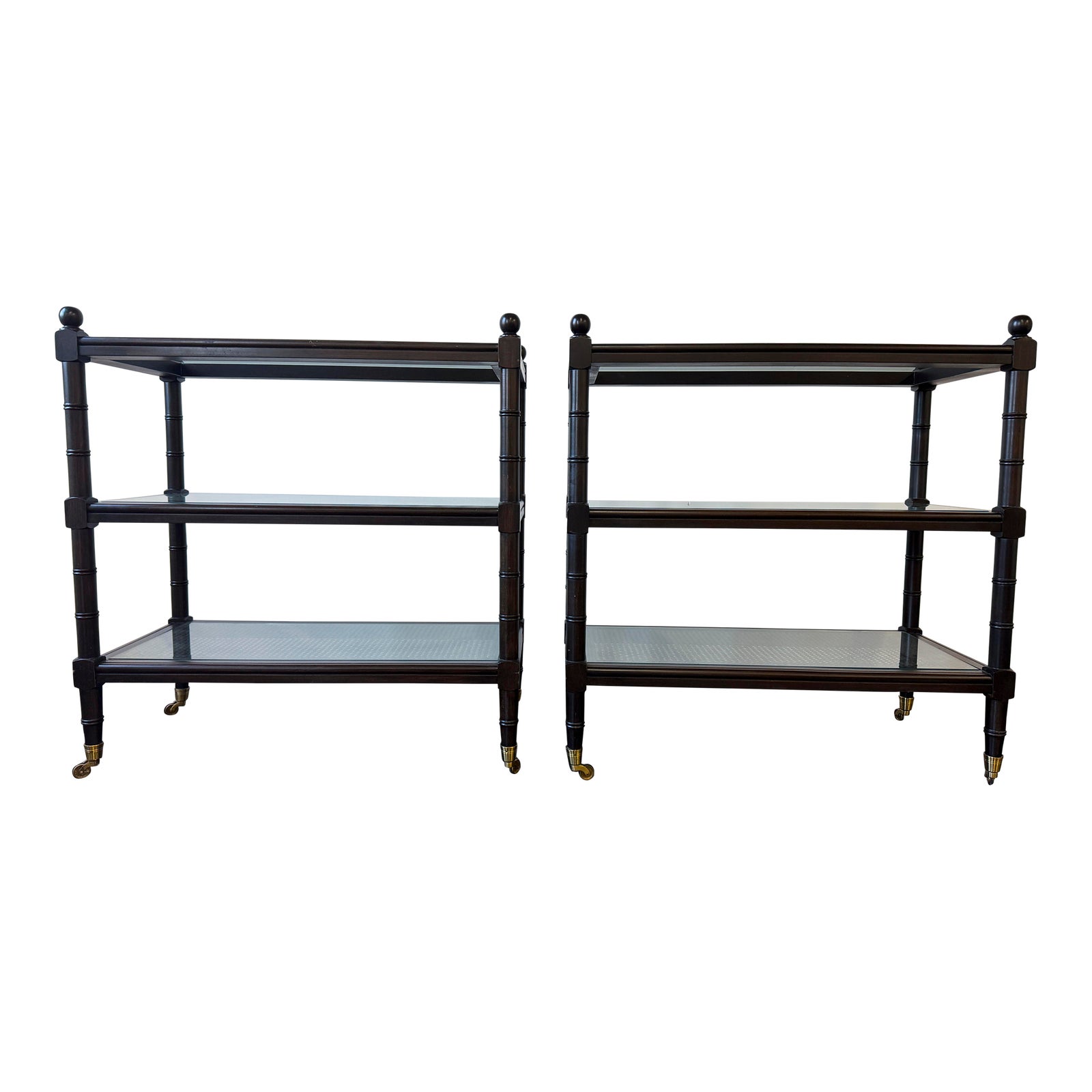 Pair of Louis J. Solomon Faux Bamboo Side Tables | Chairish