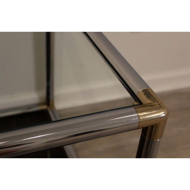 Baughman Style Brass & Chrome Tubular Cube Side End Table | Chairish