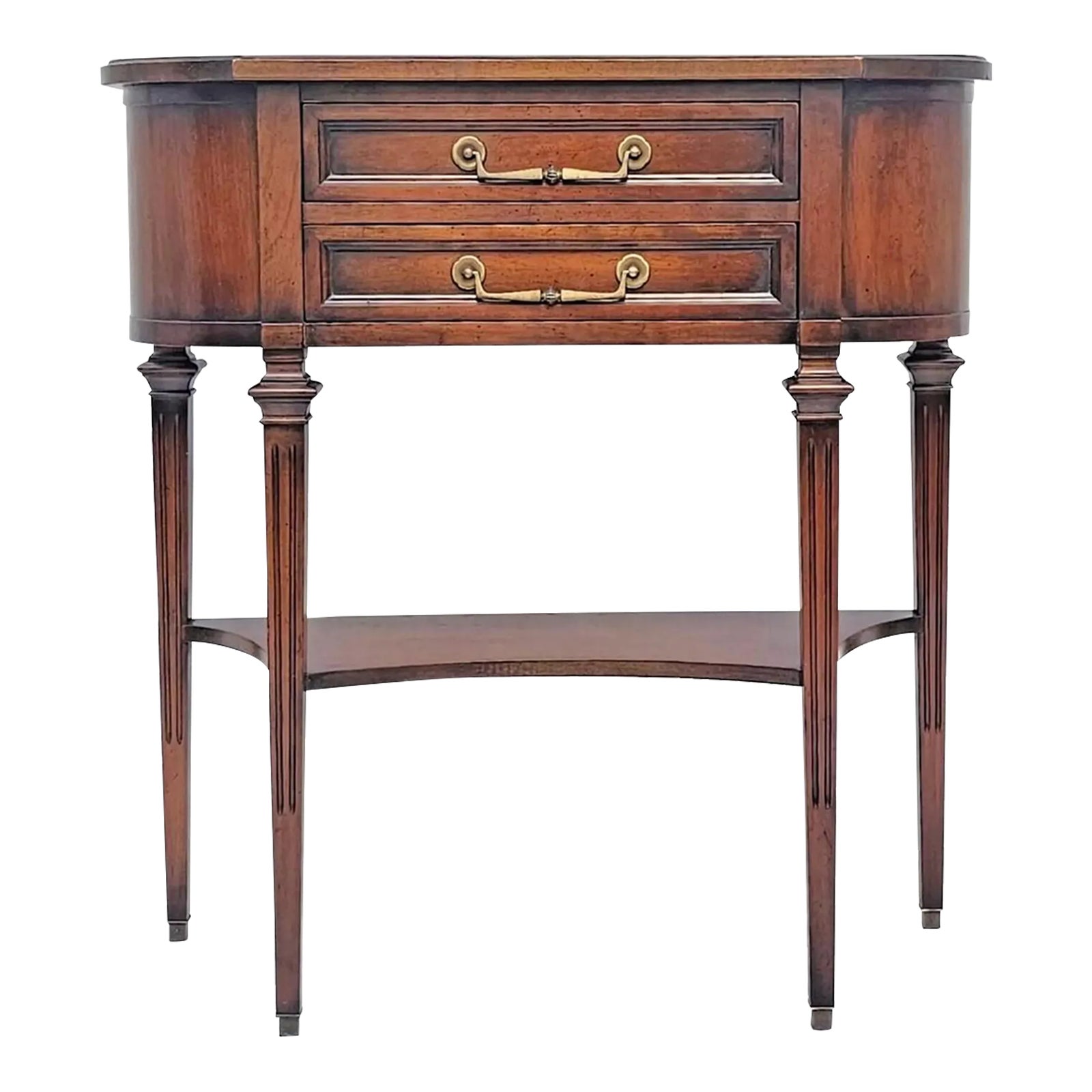 Vintage 1970s Hekman Entryway Console Table With Drawers & Demi-Lune ...