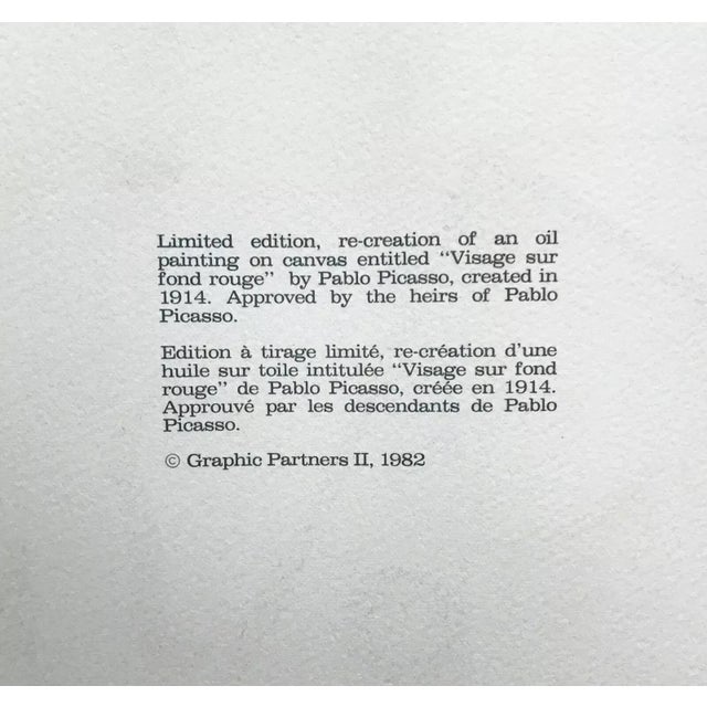 "Visage Sur Fond Rouge" 1980s Pablo Picasso Estate Lithograph | Chairish