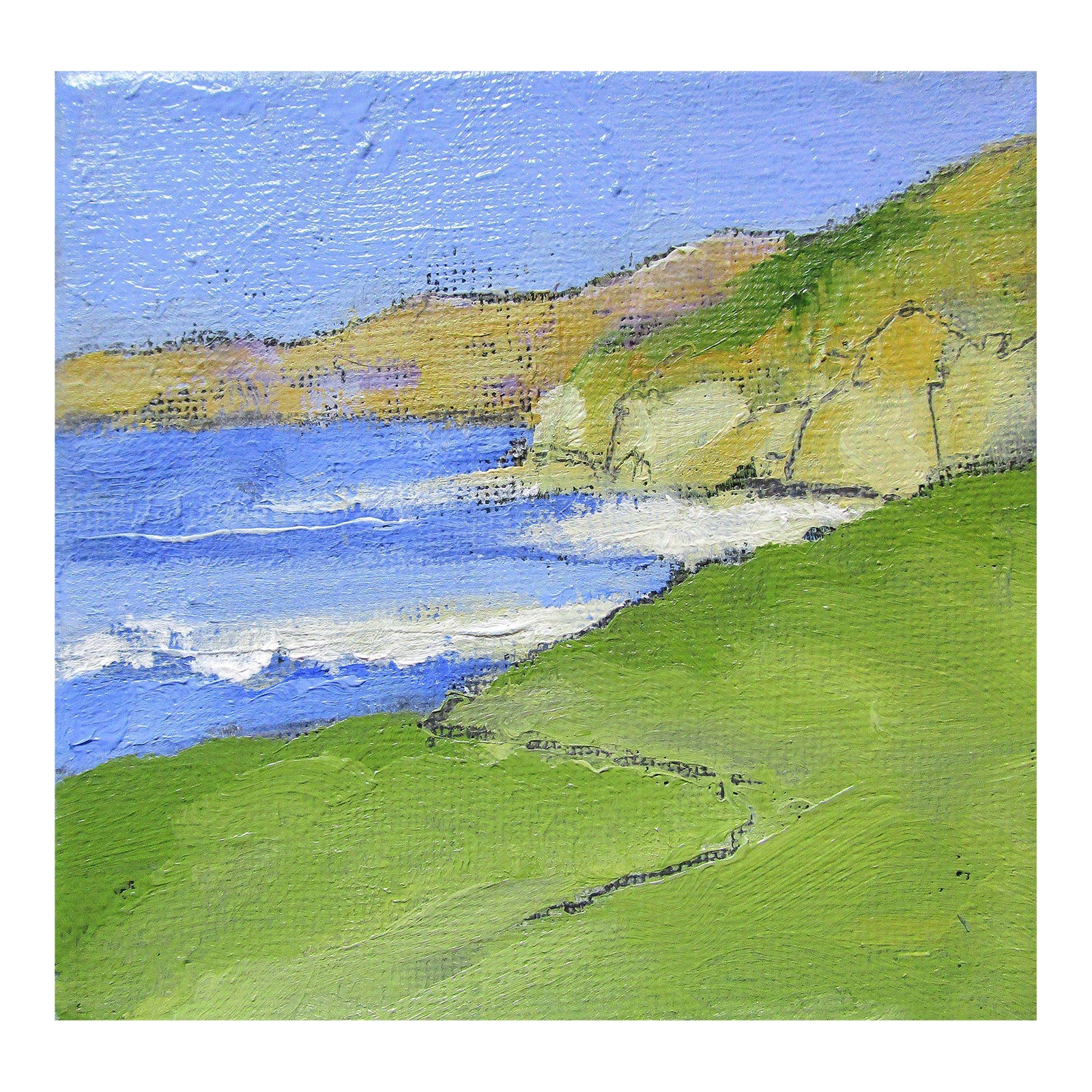 Miniature 4x4 Central California Coast Lynne French Seascape O/C | Chairish