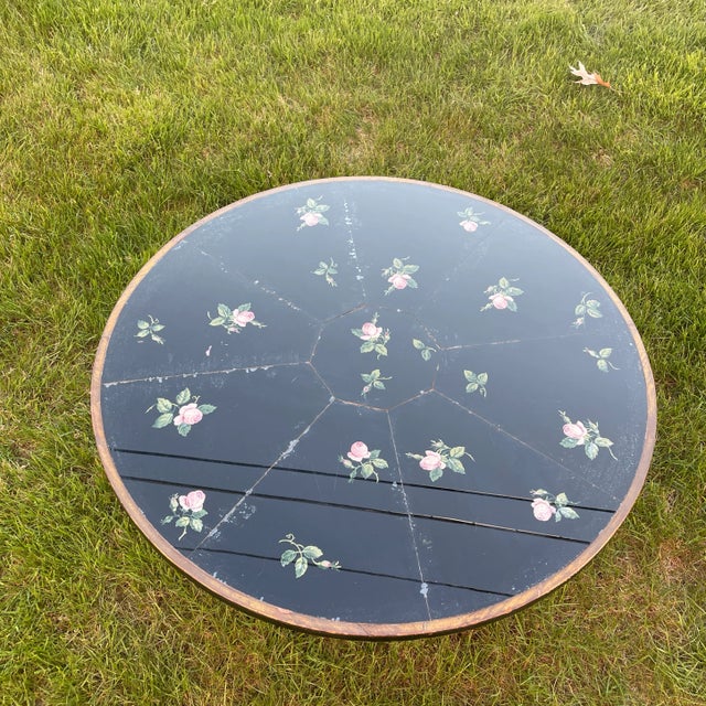 Mid 20th Century Vintage Hand Painted Round Coffee Table | Chairish