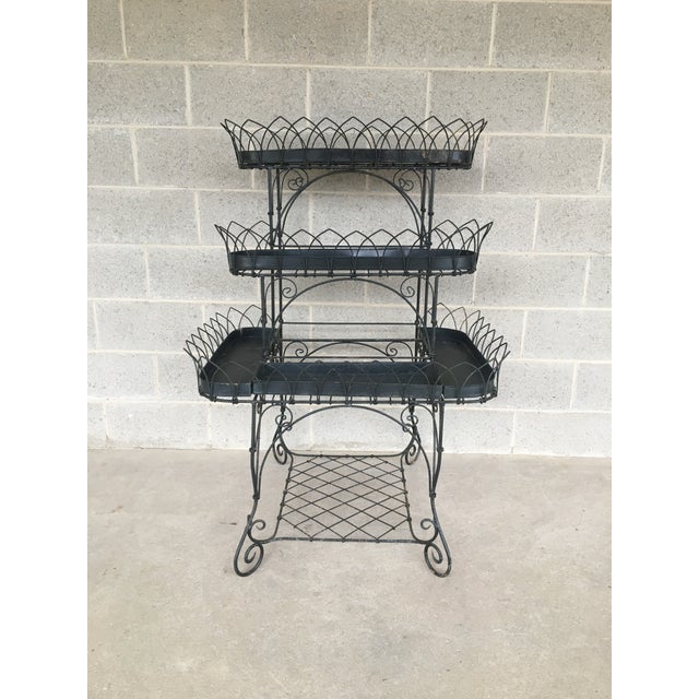 Vintage Wrought Iron 3 Tier Plant Stand | Chairish
