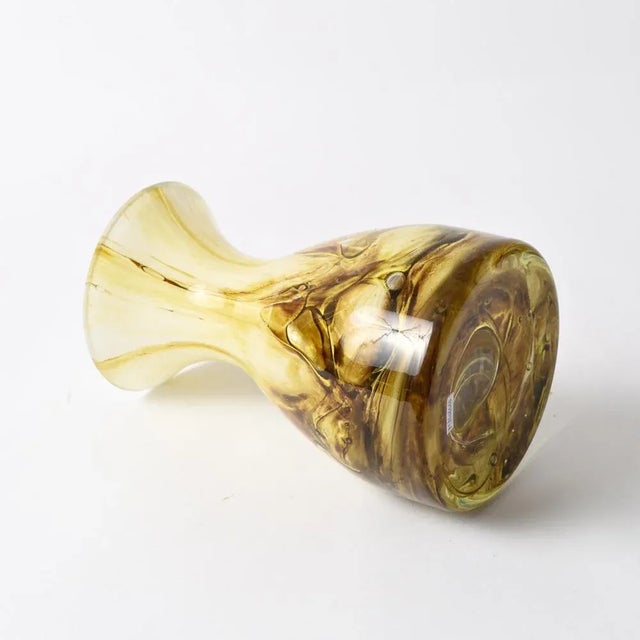 Vintage Cream and Brown Mottled Glass Vase from Schott Zwiesel, 1970s ...