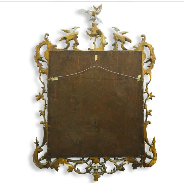 Antique Carved Gilt Wood and Silvered Bird Wall Mirror | Chairish
