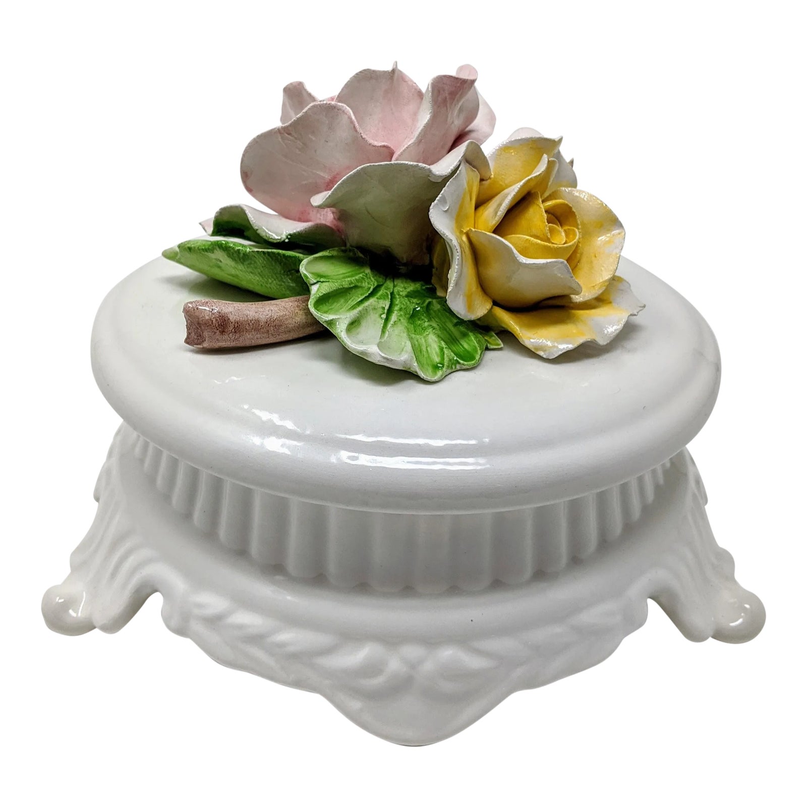 Italian Regency Borbone Handmade Rose Covered Ceramic Decorative Box ...