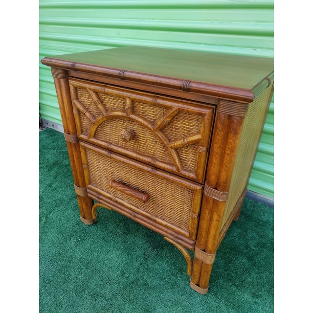 Vintage Henry Link Faux Bamboo Single 2 Drawer Nightstand | Chairish