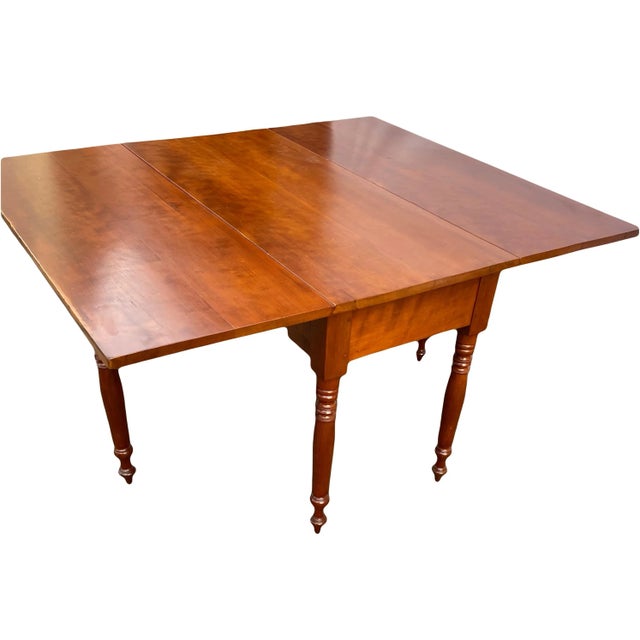 Mid 19th Century Solid Cherry Antique Drop Leaf Table - Gate Leg Dining ...
