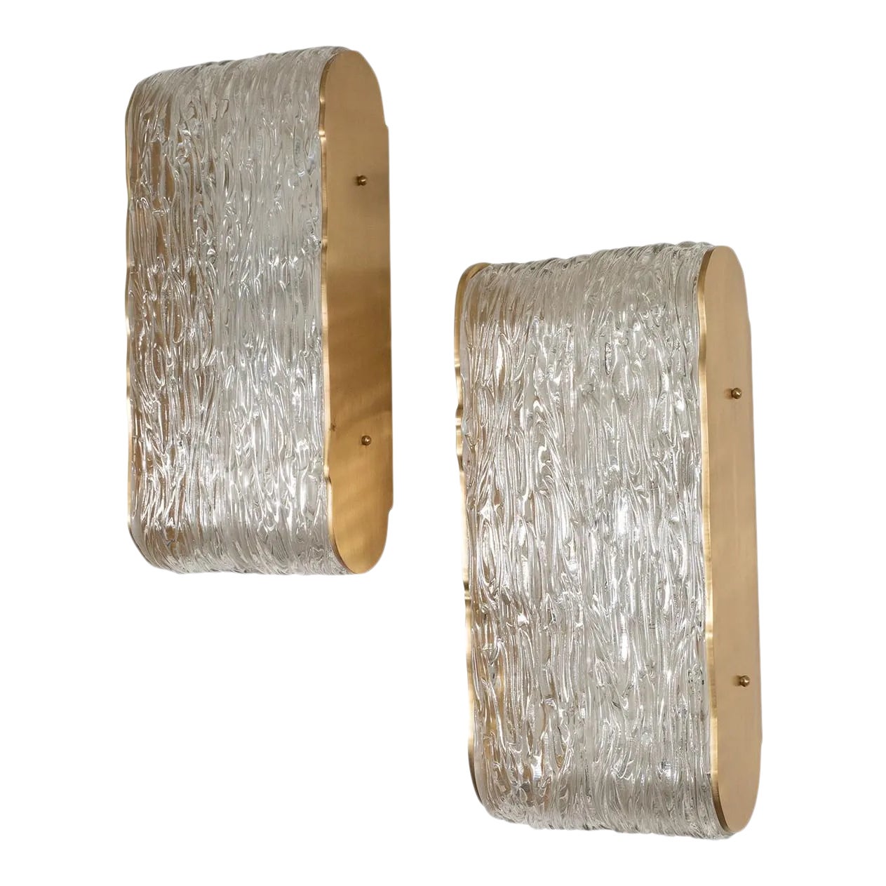 Wavy Textured Glass Sconces - A Pair | Chairish