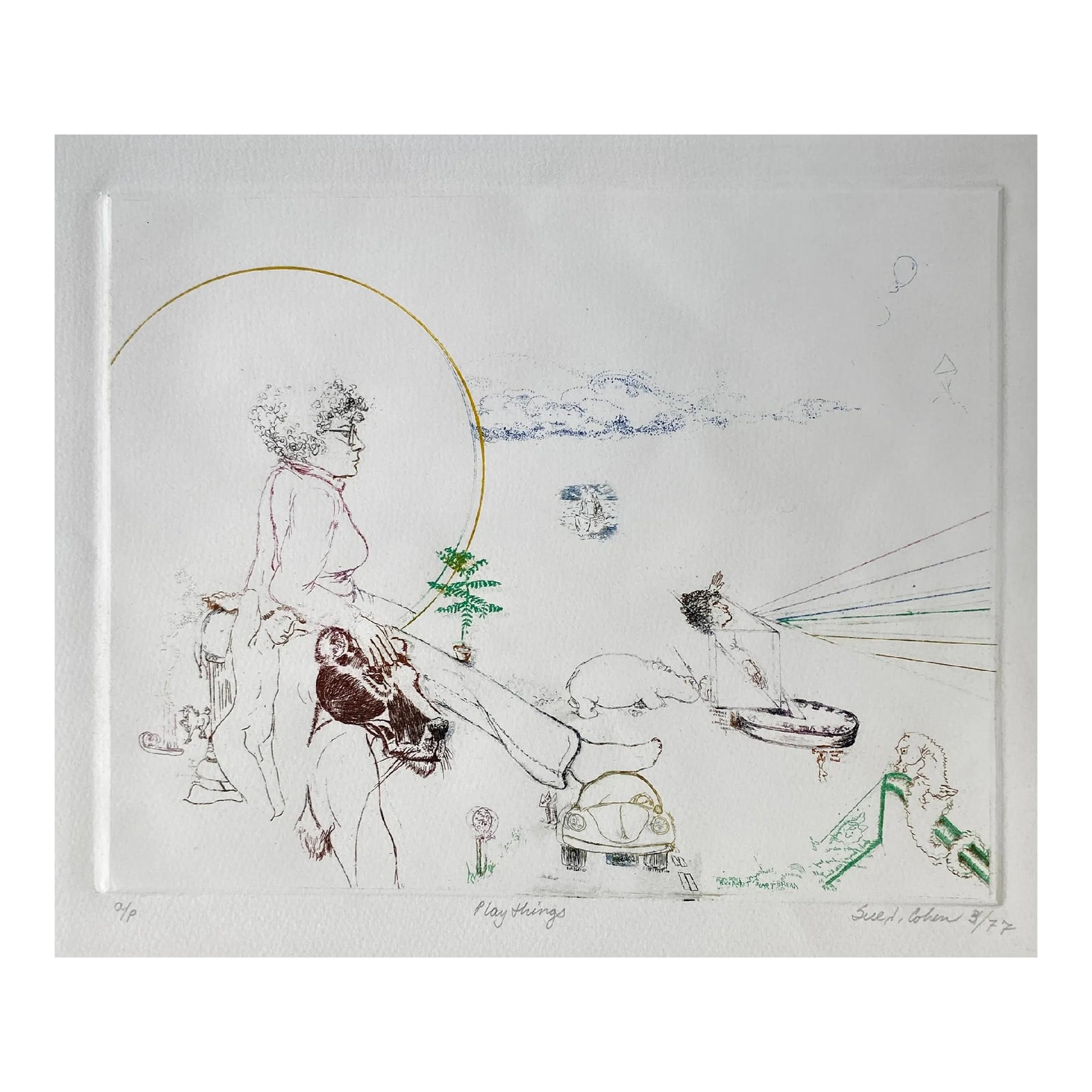 1977 Sue Cohen Play Things Color Etching | Chairish