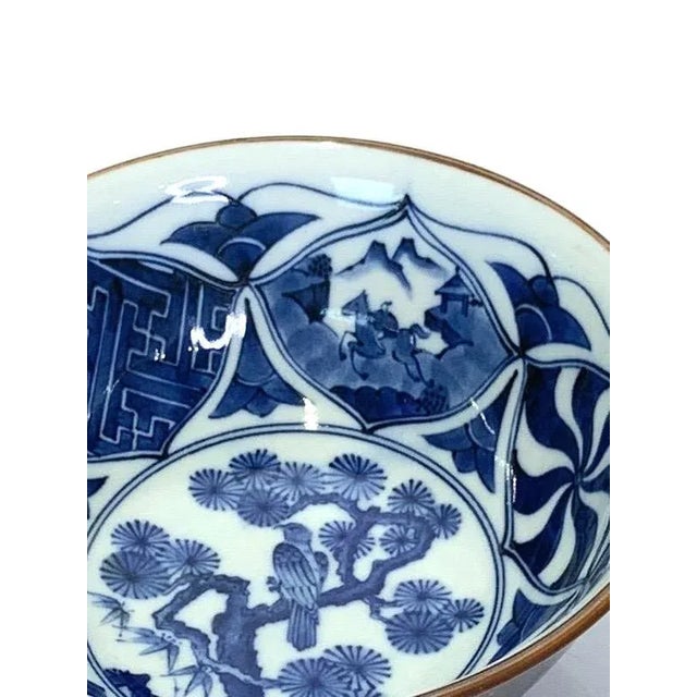 1950s Chinese Batavia Ware Blue and White Bowl With Interior Scenes ...
