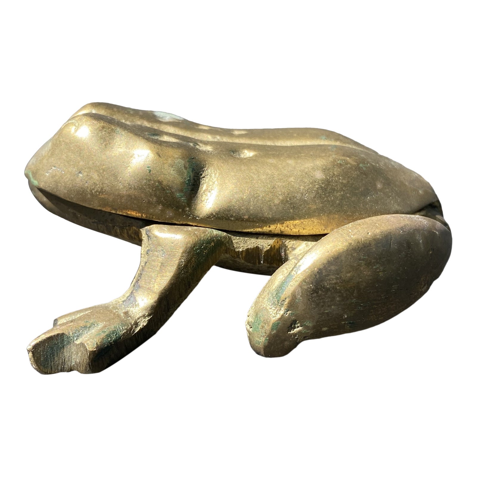 Vintage Mid-Century Brass Frog Trinket Box | Chairish