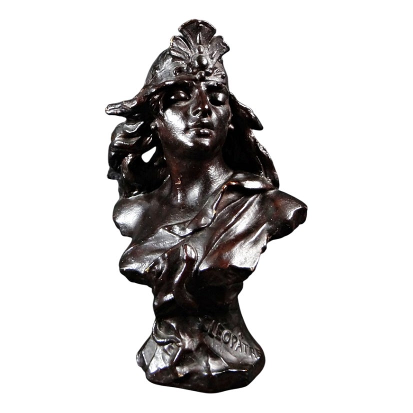 Art Nouveau Black Spelter Proof Bust of Cleopatra by Jean Foretay ...