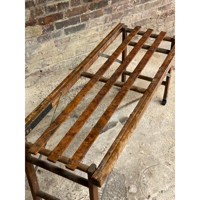 Vintage Factory Slat Folding Table | Chairish