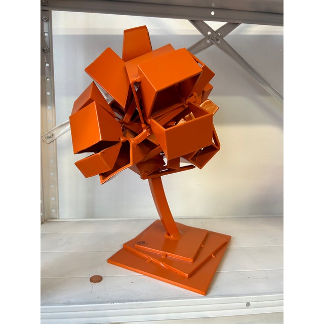 Contemporary Orange Modernist Welded Tree Sculpture | Chairish