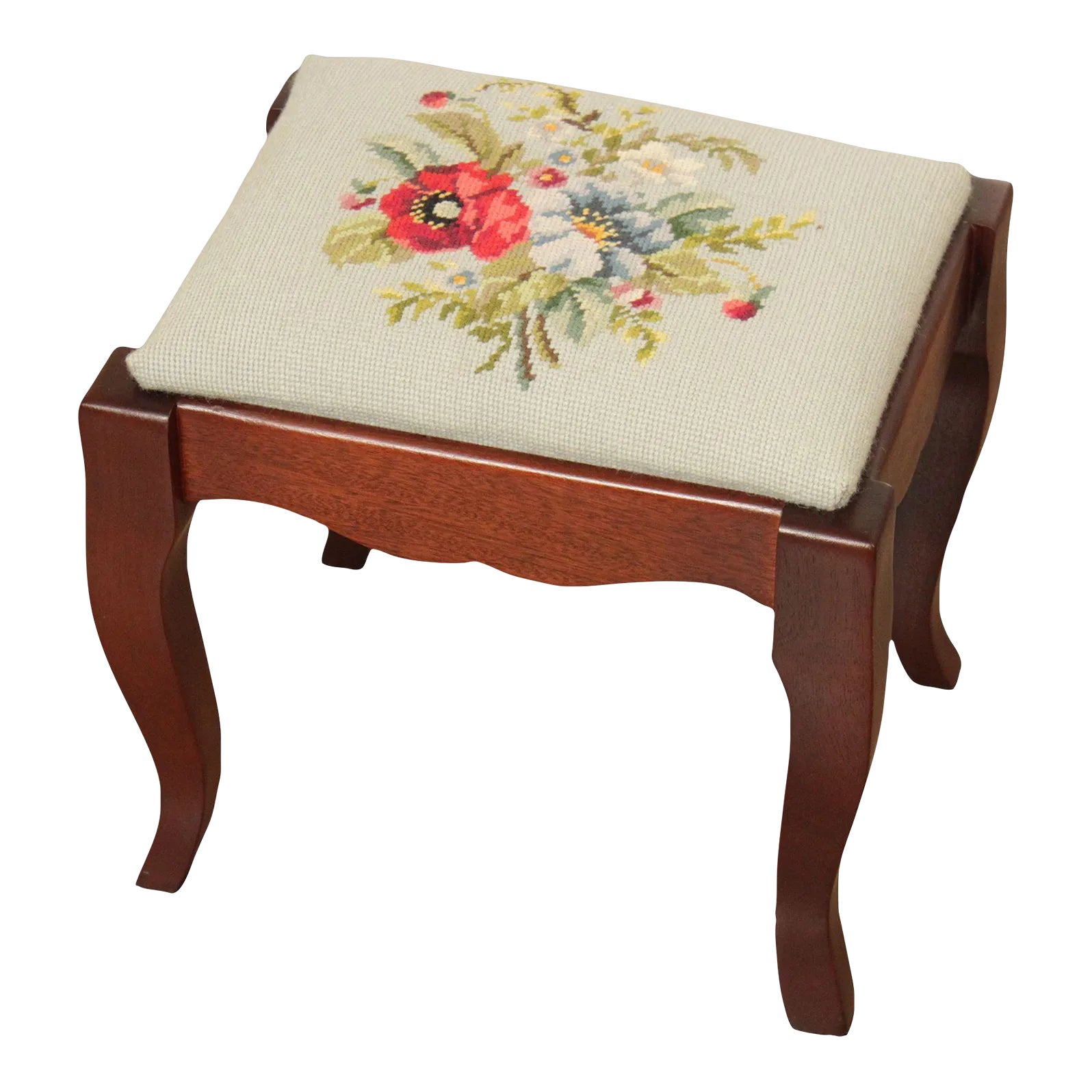 Freeman & Co. Queen Anne Style Mahogany Foot Stool | Chairish
