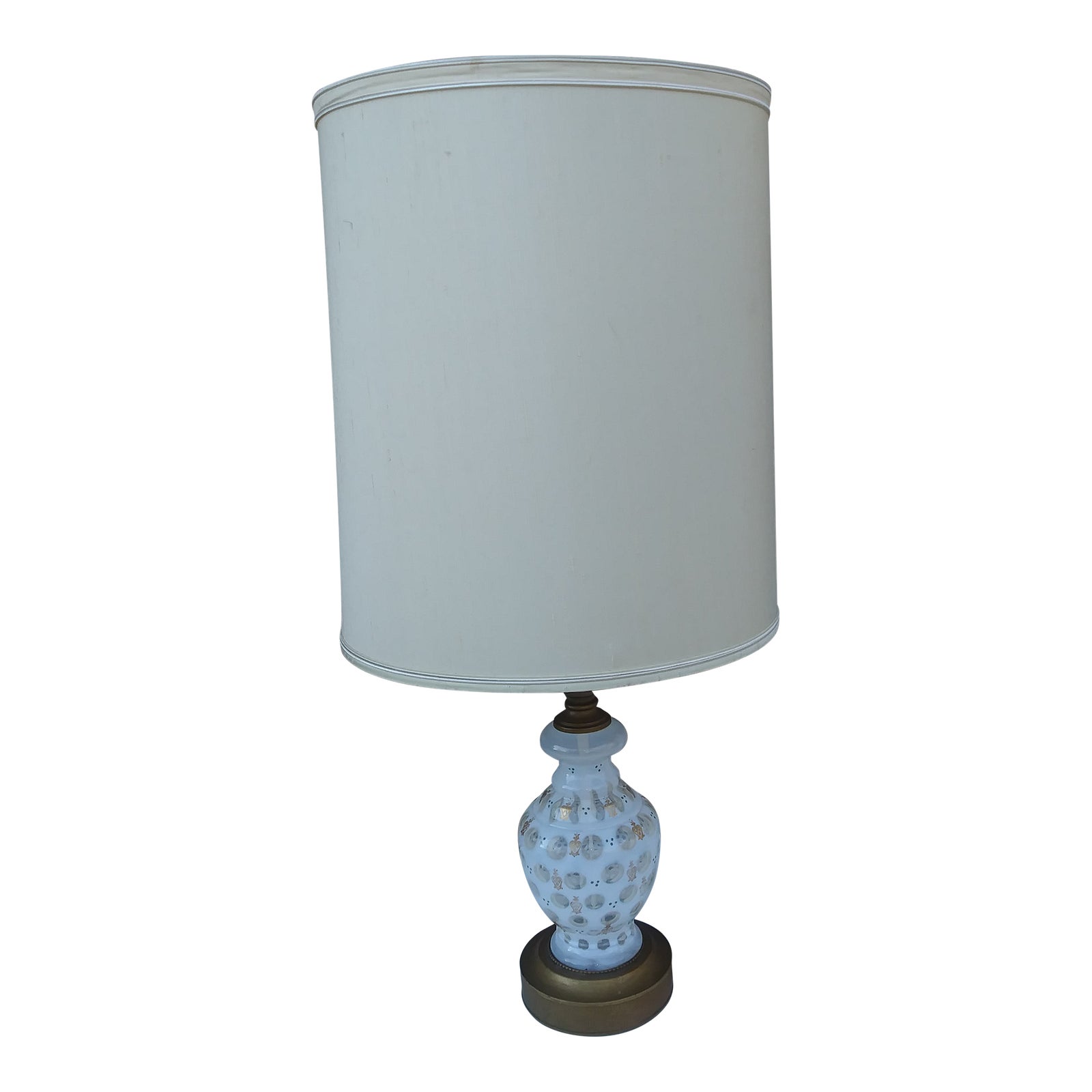 1950s Mid Century Modern Fenton Coin Dot Lamp With Stiffel Shade | Chairish