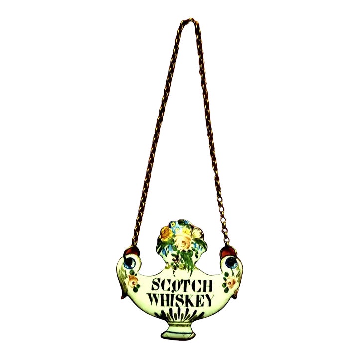 19th Century French Enamel Decanter Tag for Scotch Whiskey | Chairish