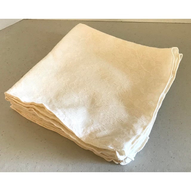 Vintage Patterned Ivory Dinner Napkins - Set of 8 | Chairish