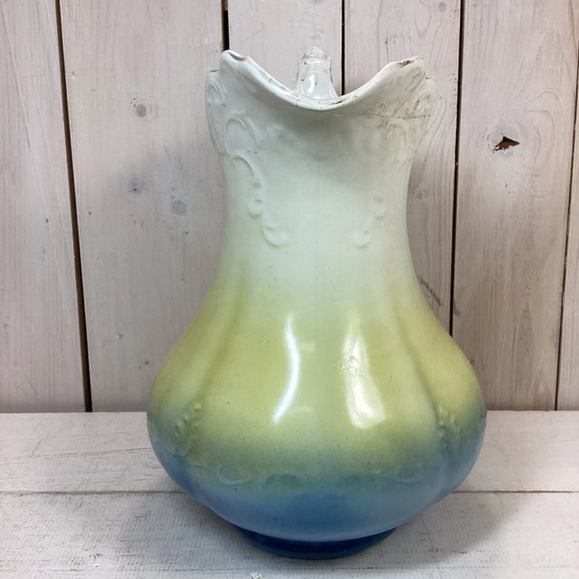 Early 1900s Antique Colonial Pottery Pitcher | Chairish
