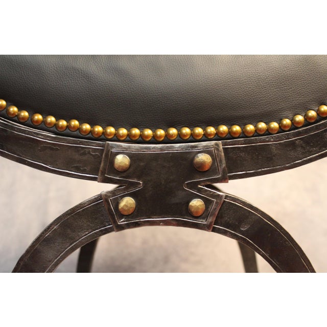 Greco-Roman Style Curule Chair Forged Iron Leather Seat by Life's Forge ...