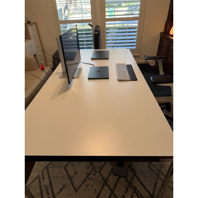 Contemporary Large Modular Desk / Table – White & Chrome Attributed to ...