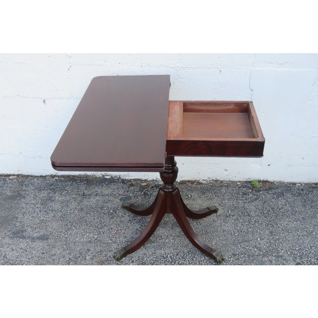 Duncan Phyfe Carved Mahogany Card Gaming Console Table | Chairish