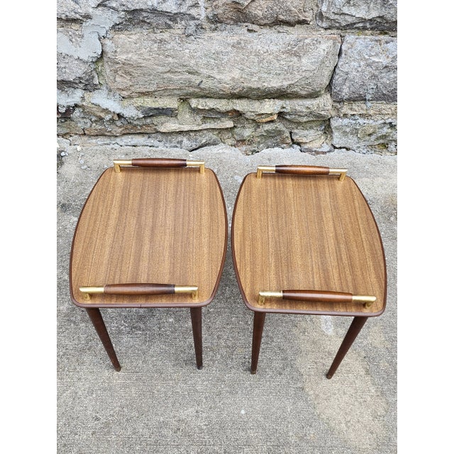 Mid Century Modern Wood & Formica Side Tables-A Pair | Chairish