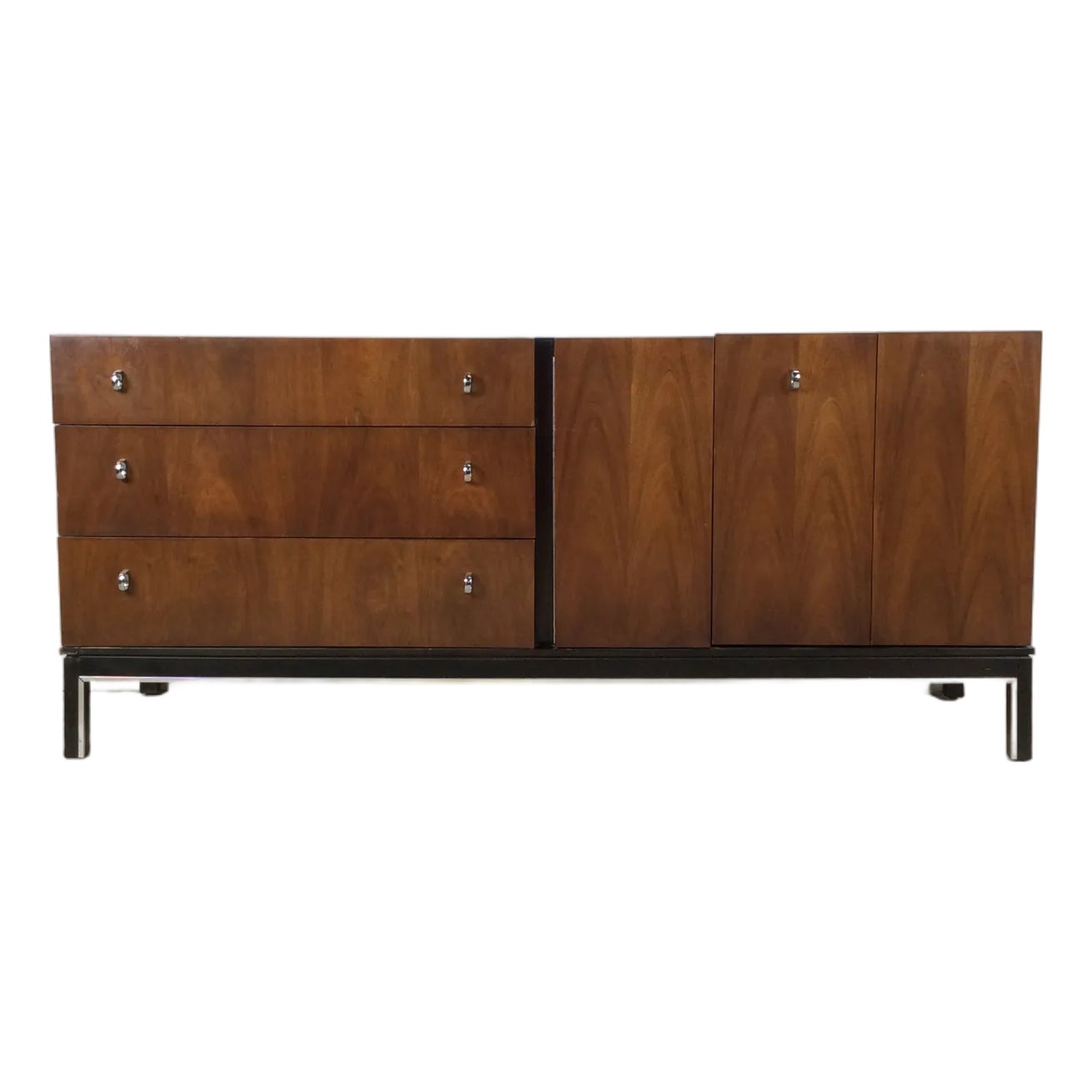 Mid Century Modern Lowboy Dresser With Chrome Accents by American of ...